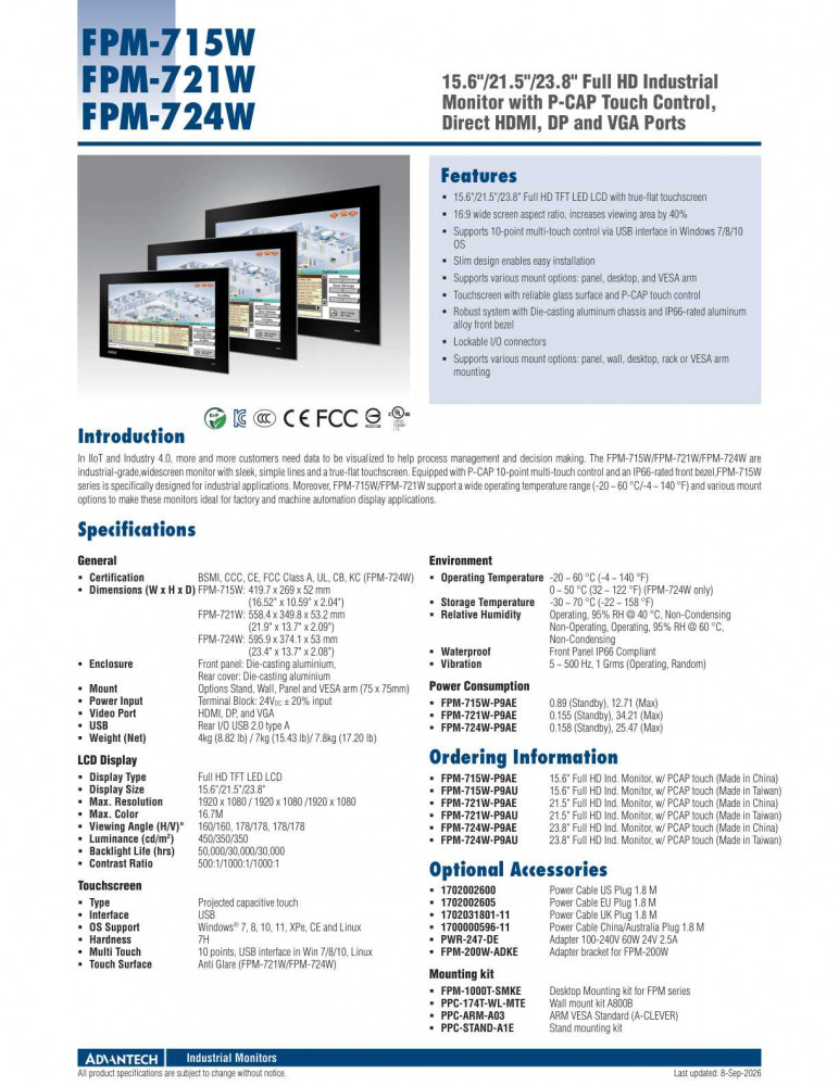 FPM-724W product document, page 1