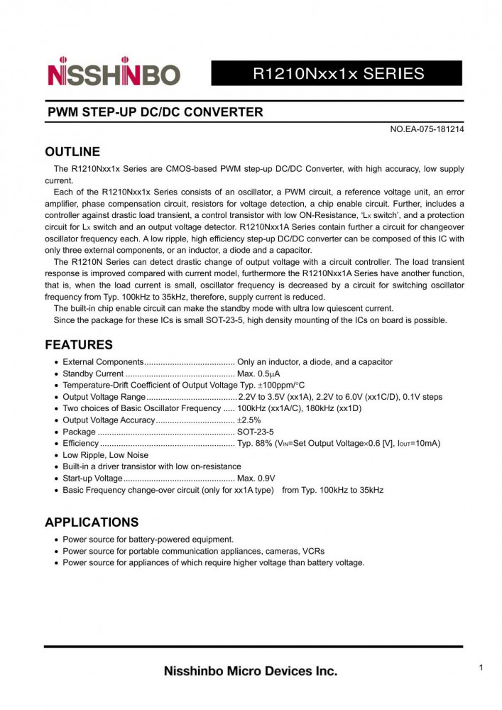 R1210 datasheet page 1