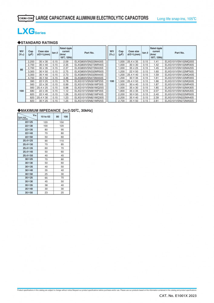NCC LXG series technical document, page 3