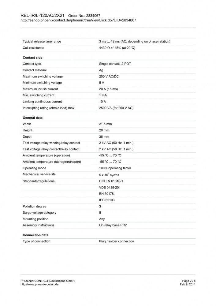 Phoenix Contact 2834067 technical document page 2