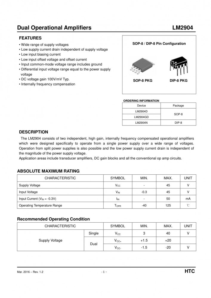 LM2904GD datasheet page 1