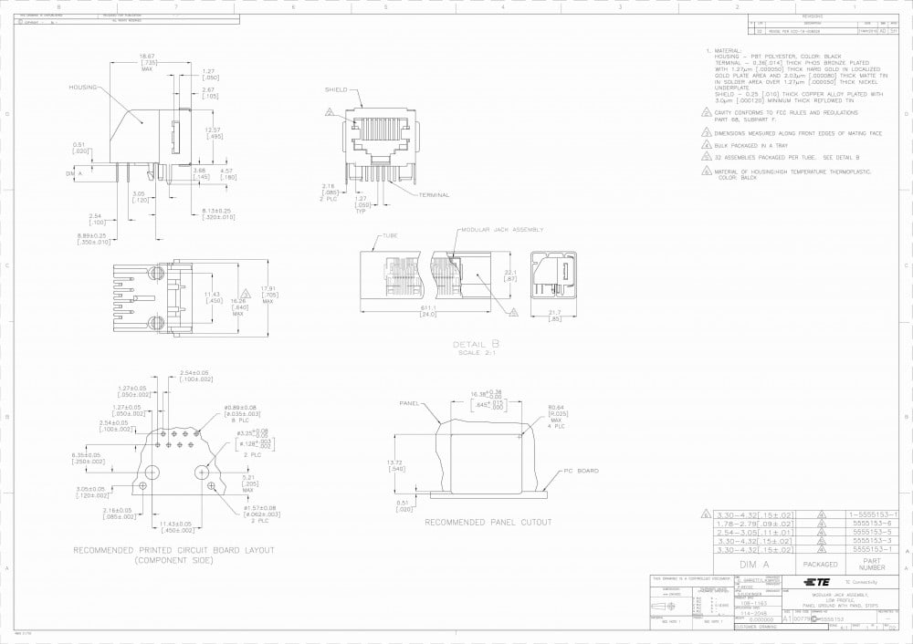 TE Connectivity 5555153-1 technical drawing preview