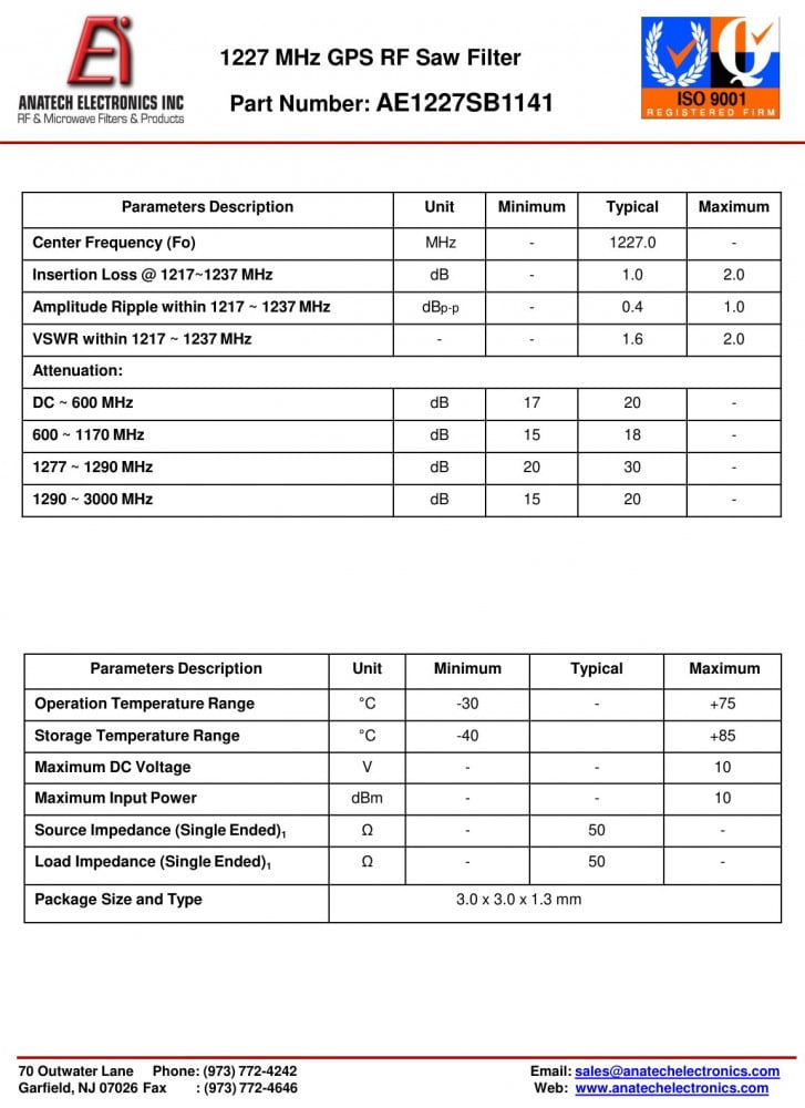 AE1227SB1141 technical document page 1