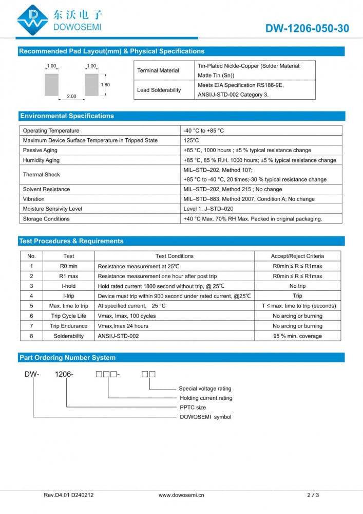 DW-1206-050-30 technical document page 2