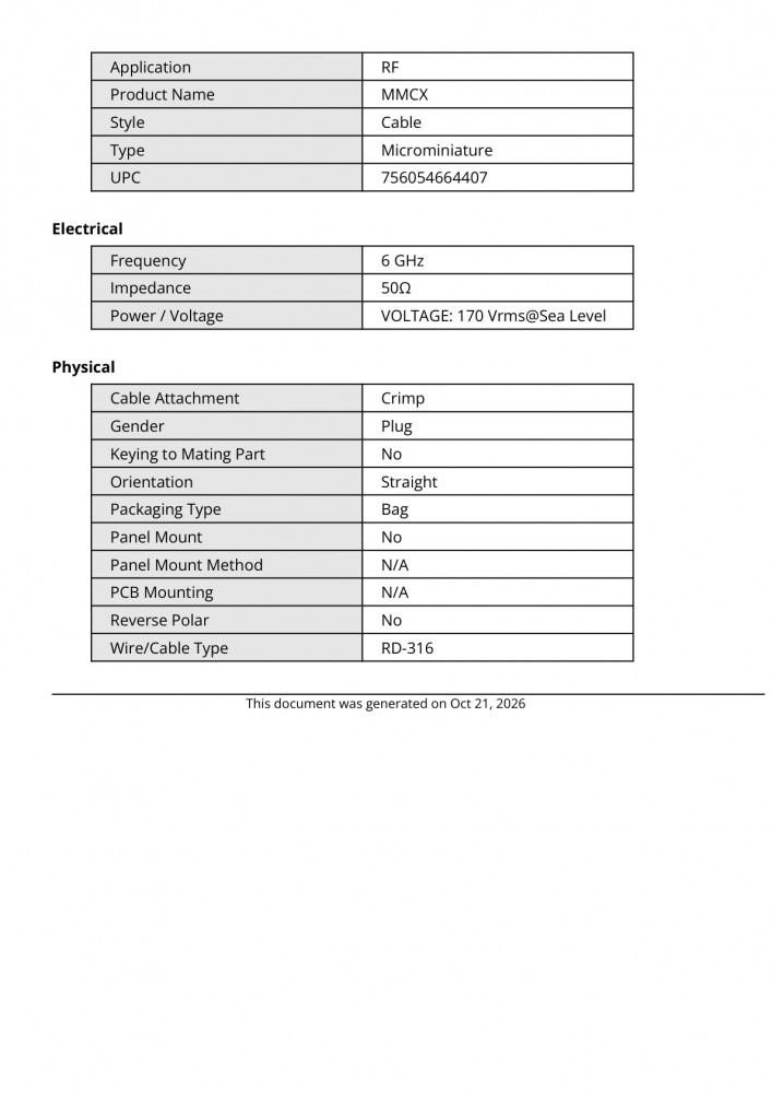 Technical document page 2 for MOLEX 734152130