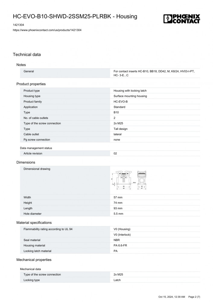 Phoenix Contact 1421304 technical document page 2