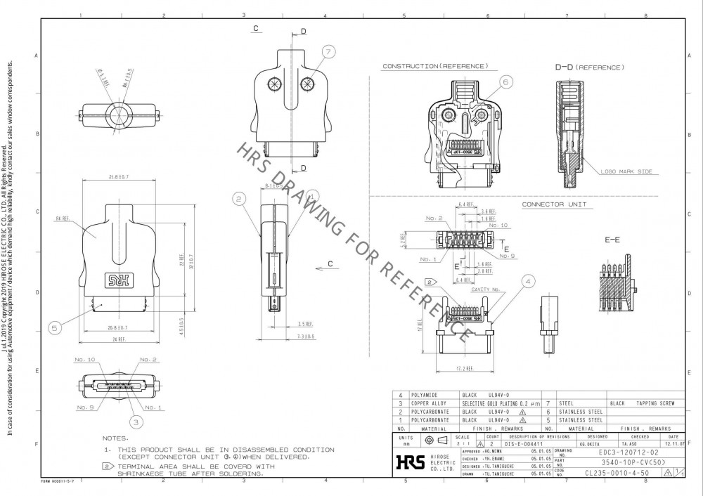 HRS 3540-10P-CV(50) technical drawing preview