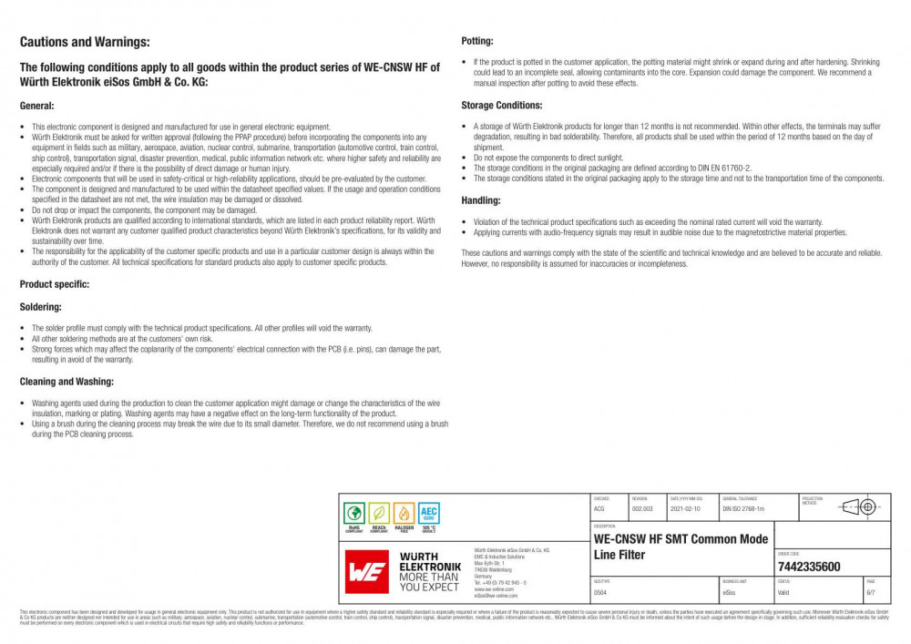 7442335600 datasheet page 6