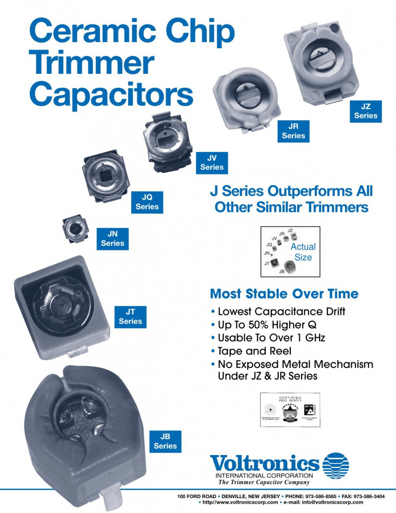 Knowles J series ceramic trimmer capacitor documentation page 1