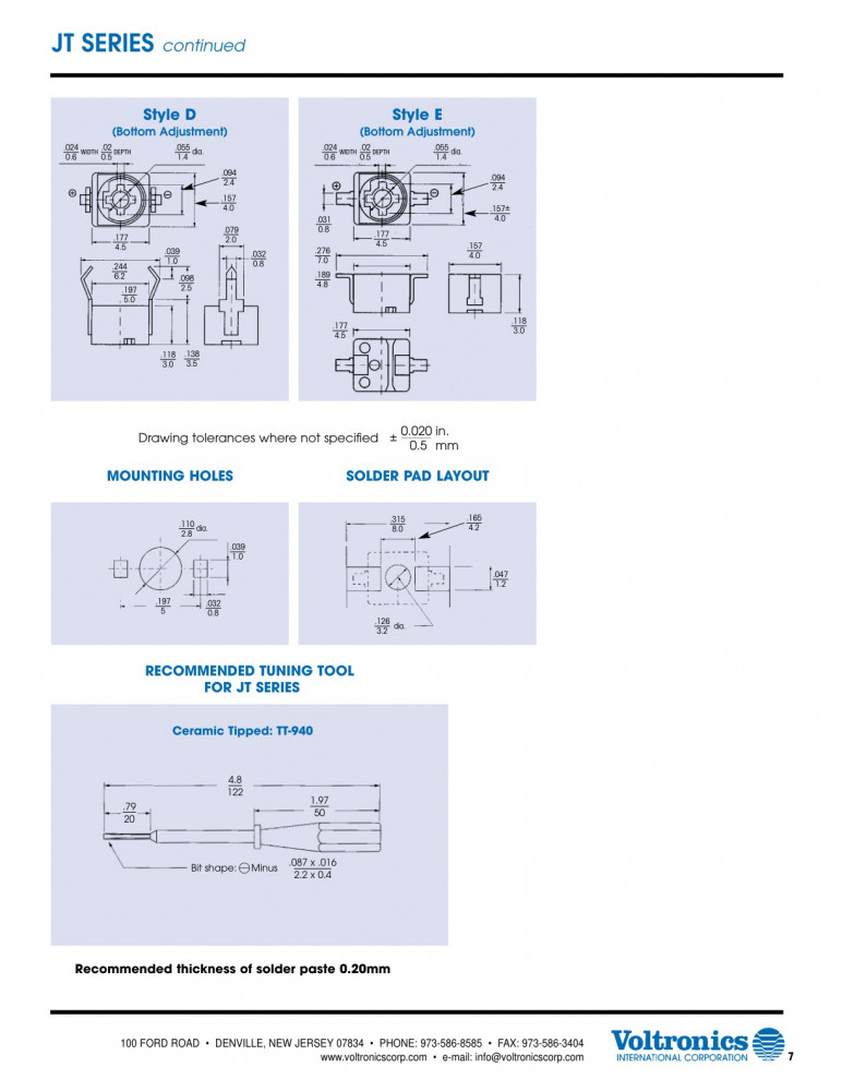 Knowles J series ceramic trimmer capacitor documentation page 9