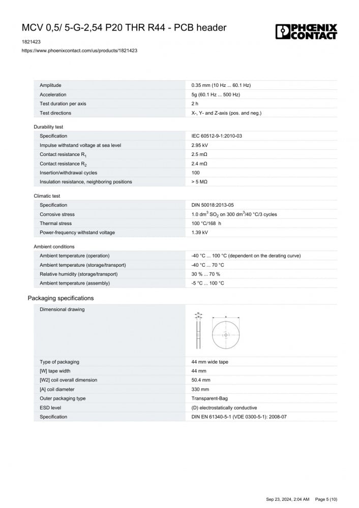Phoenix Contact 1821423 technical document page 5