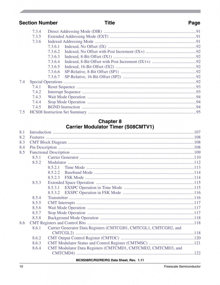 MC9S08RD16PE datasheet page 10