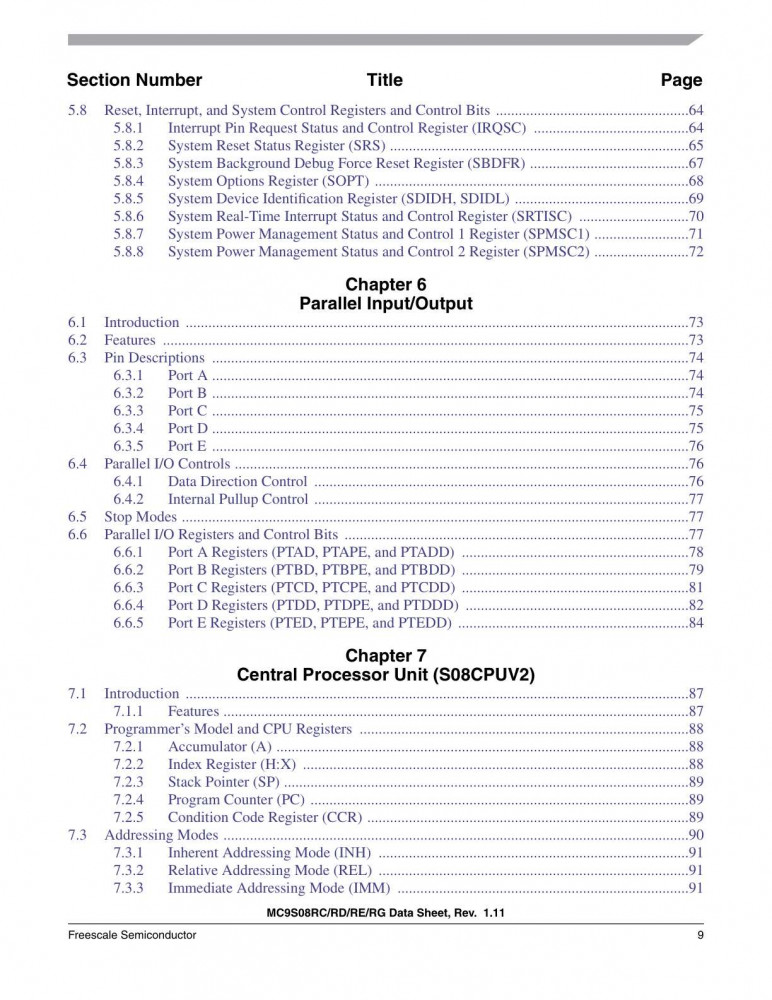 MC9S08RD16PE datasheet page 9