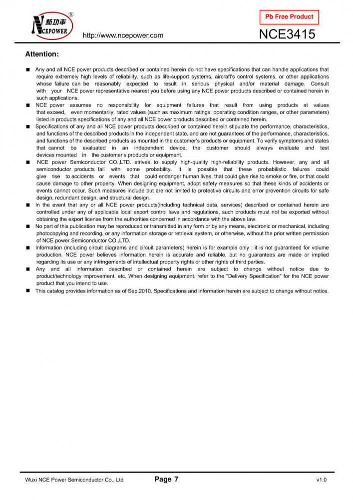 NCE3415 datasheet page 7