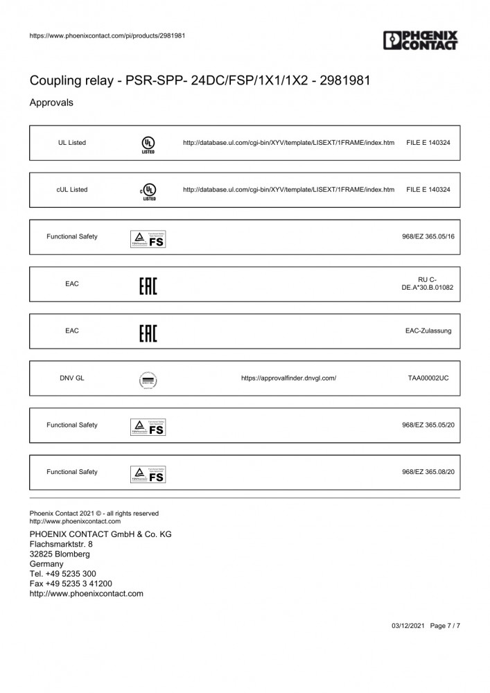 Phoenix Contact 2981981 technical document page 7