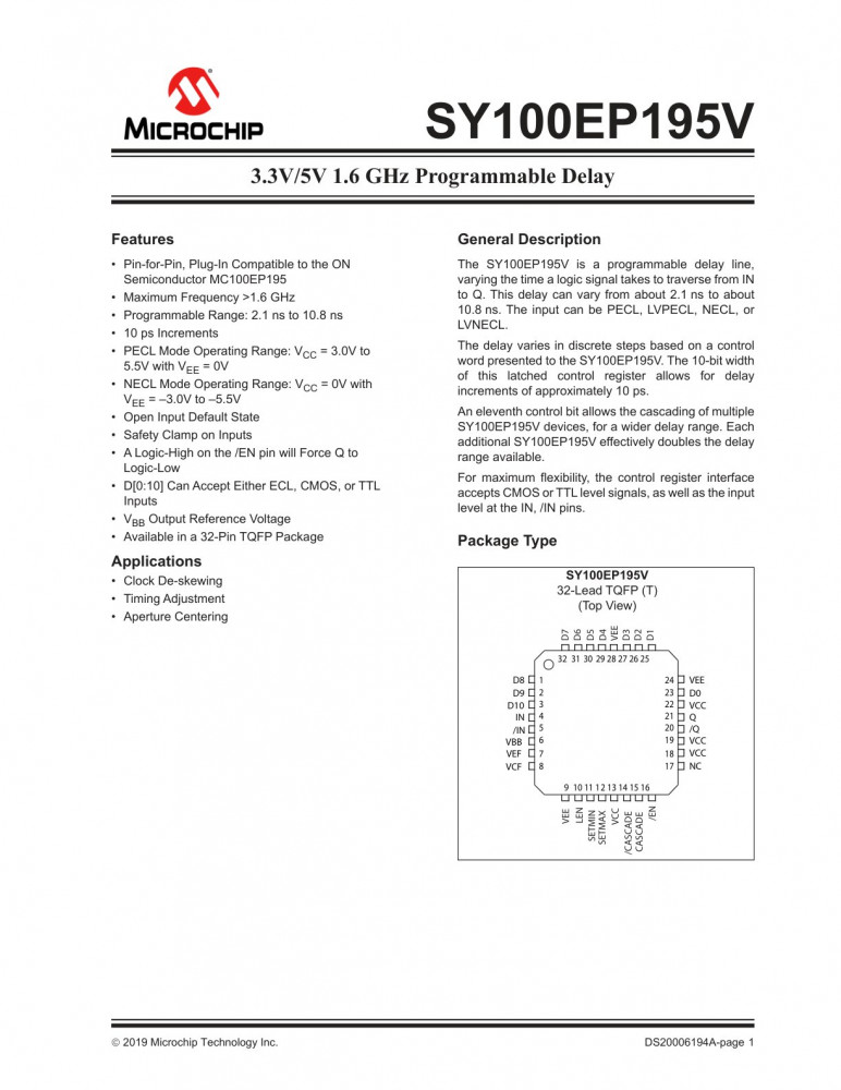 SY100EP195VTG datasheet page 1