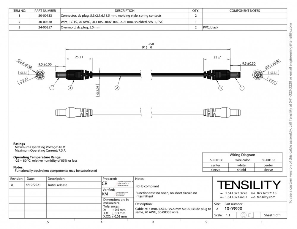 Tensility International 10-03920 product drawing