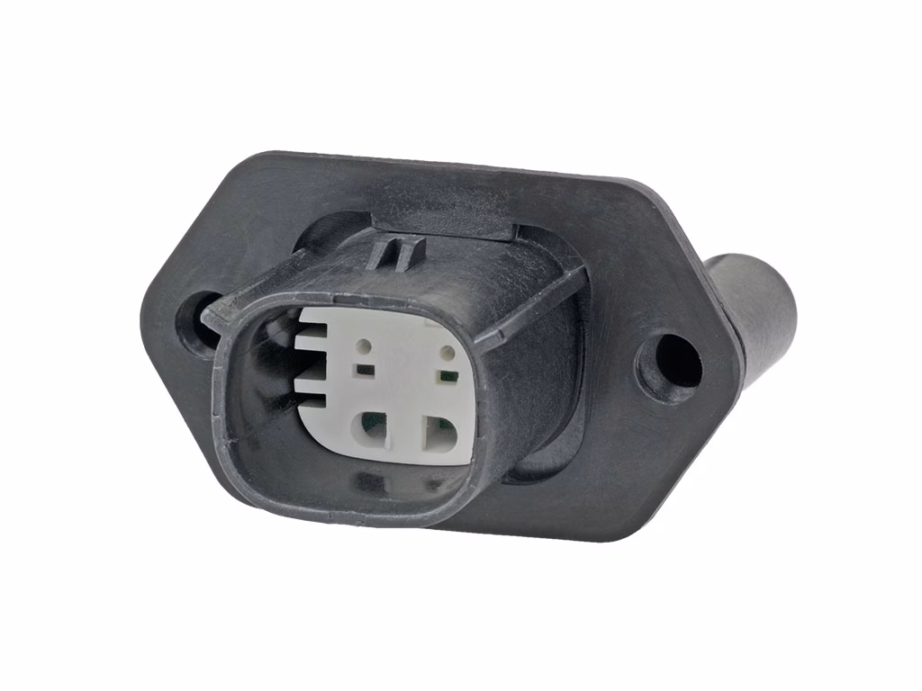 MX150L 4 Circuit Panel Mount Plug for 22-14 AWG Wire, Through Hole Flange Assembly, with Gasket, Black