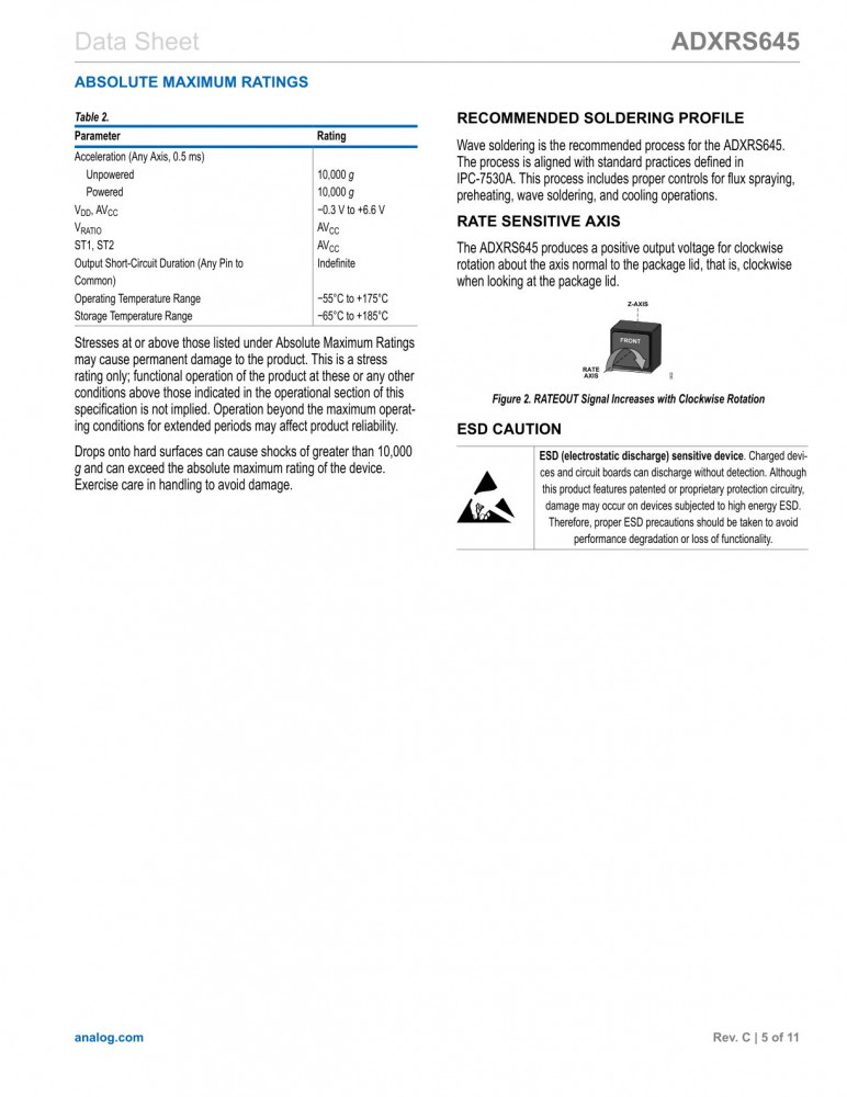 ADXRS645 datasheet page 5