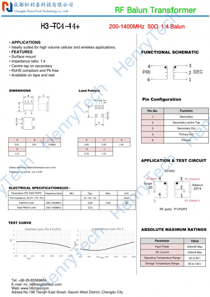 HenryTech H3-TC4-14+ technical document preview