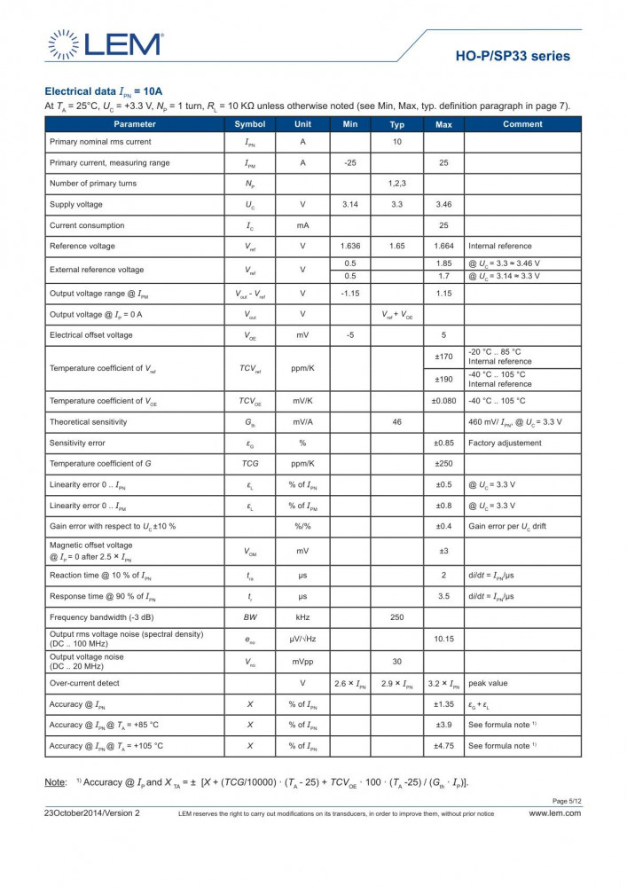 LEM HO 10-P datasheet page 5