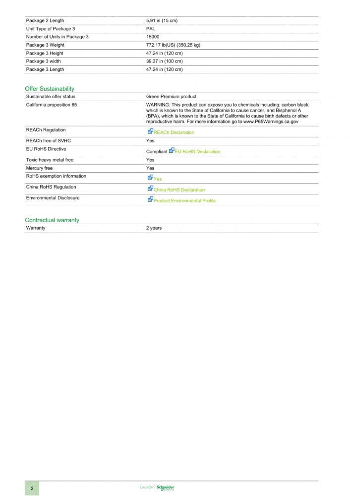 SQR16100WH technical document page 2