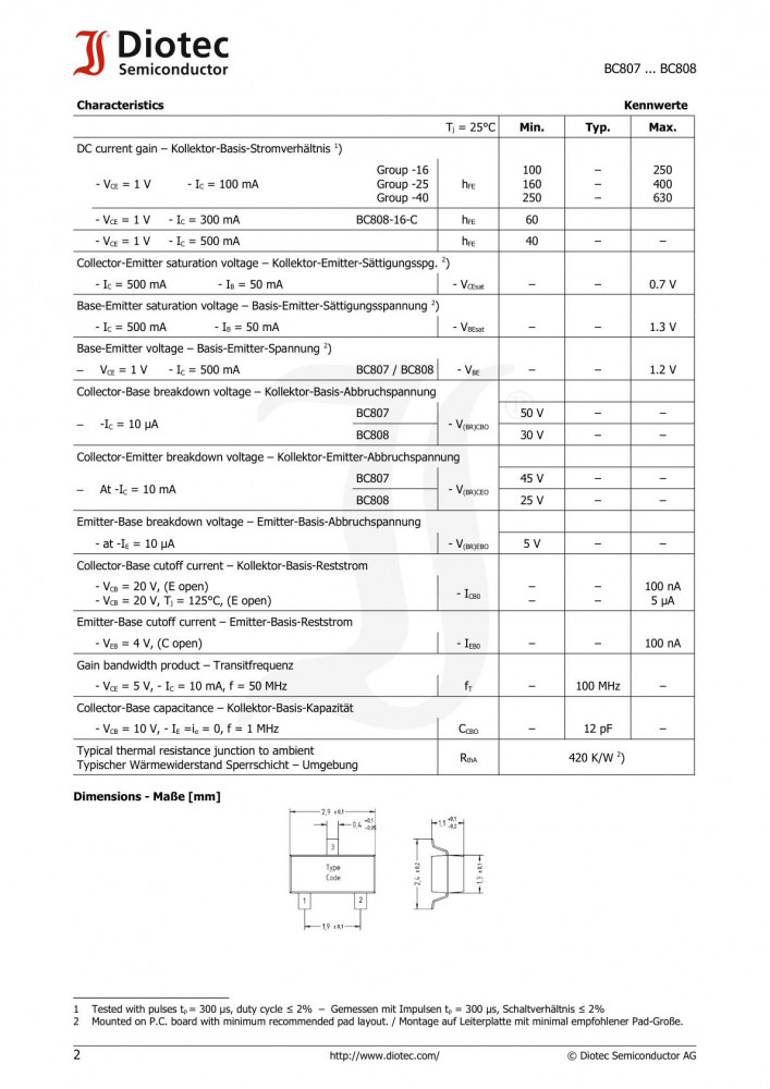 BC807 and BC808 datasheet page 2