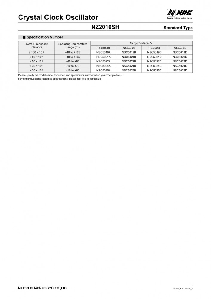 NDK NSC5021A-25M technical document page 2