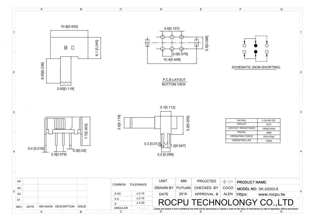ROCPU SK-22D02-6 technical drawing and specifications