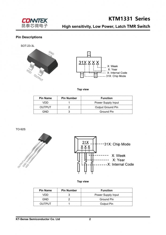 KTM1331 datasheet page 2