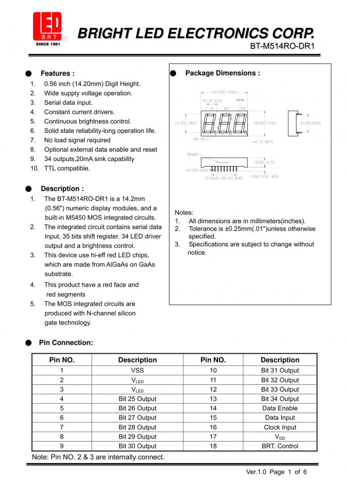 BT-M514RO-DR1 datasheet page 1