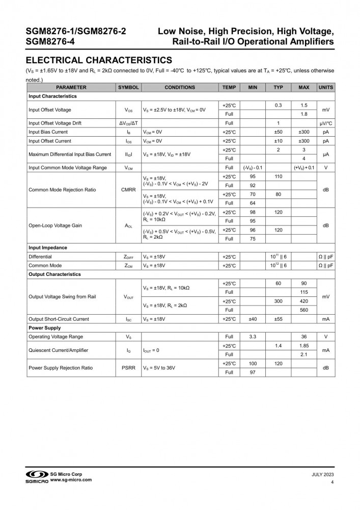 SGM8276-2 datasheet page 4