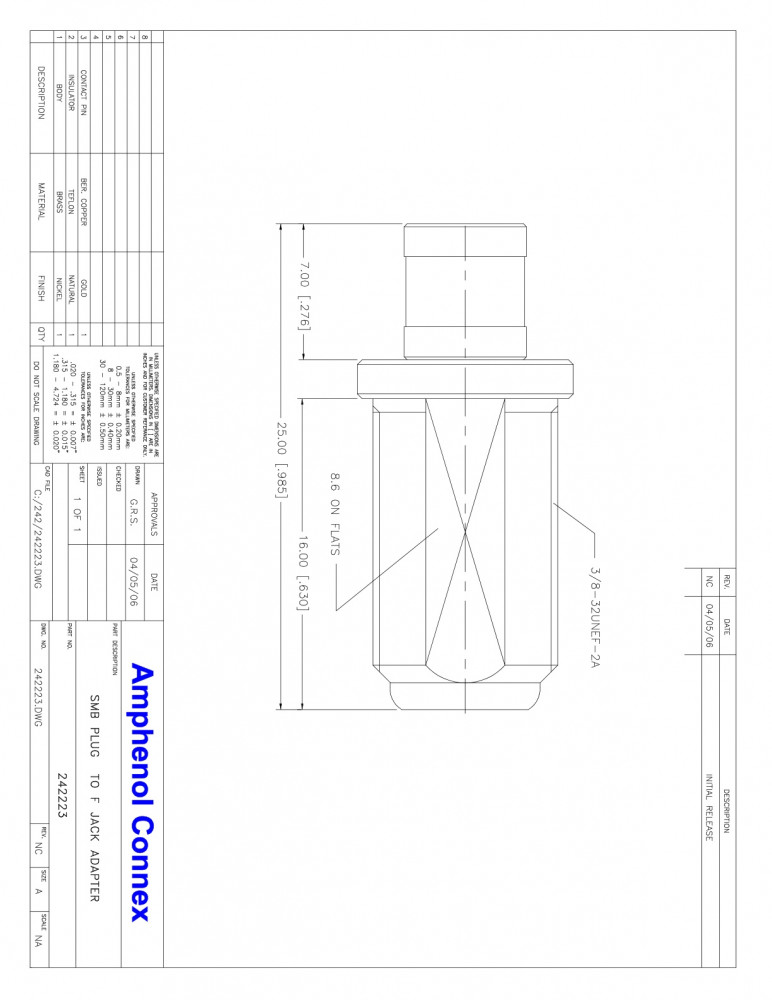 Amphenol 242223 technical drawing