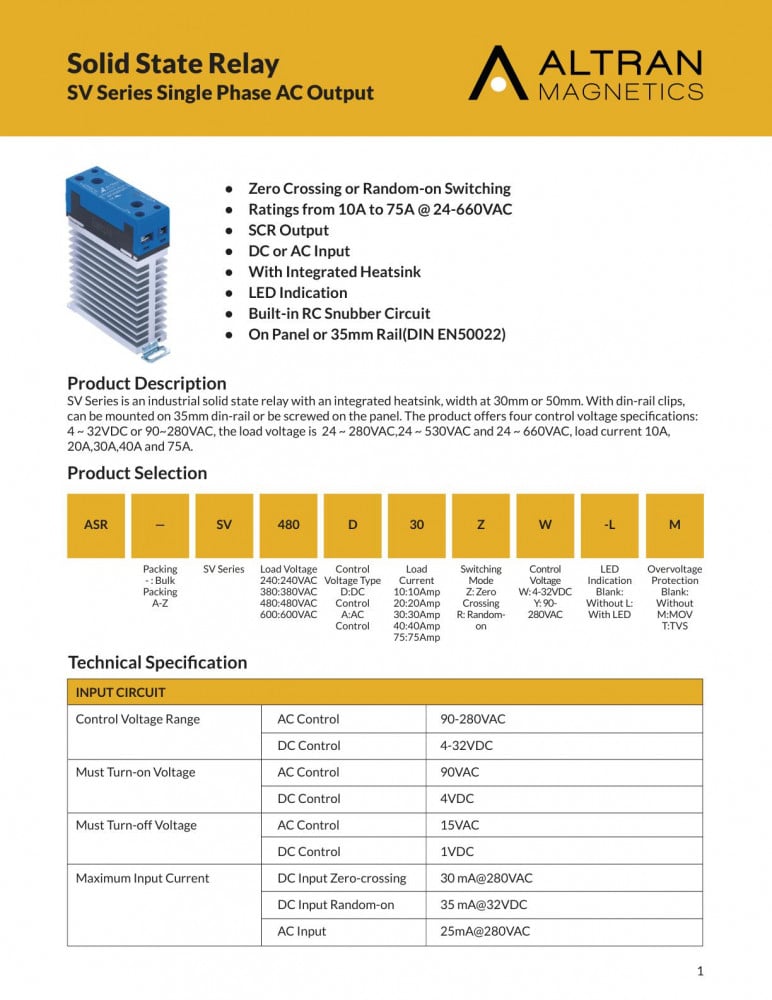 ASR-SV240A30ZY-L datasheet page 1