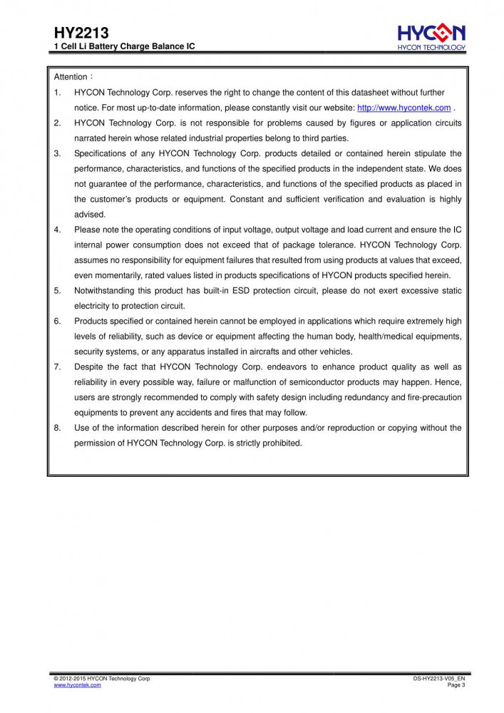 HY2213 datasheet page 3