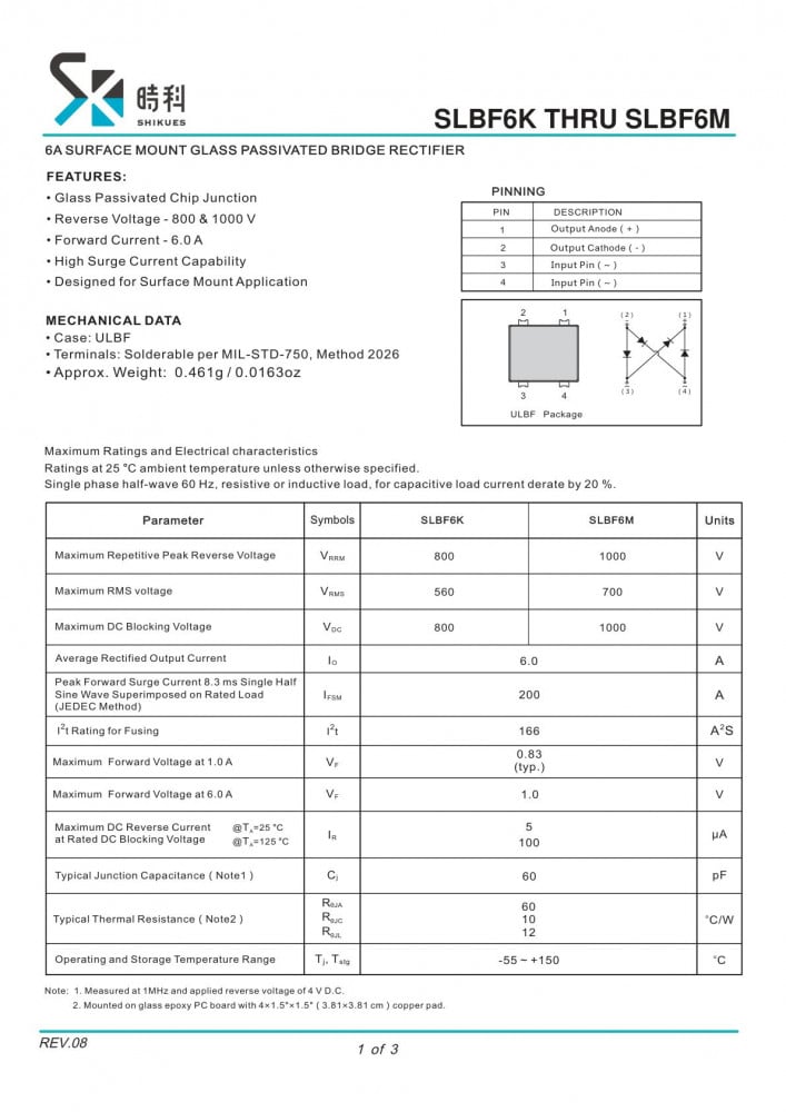 SLBF6K datasheet page 1
