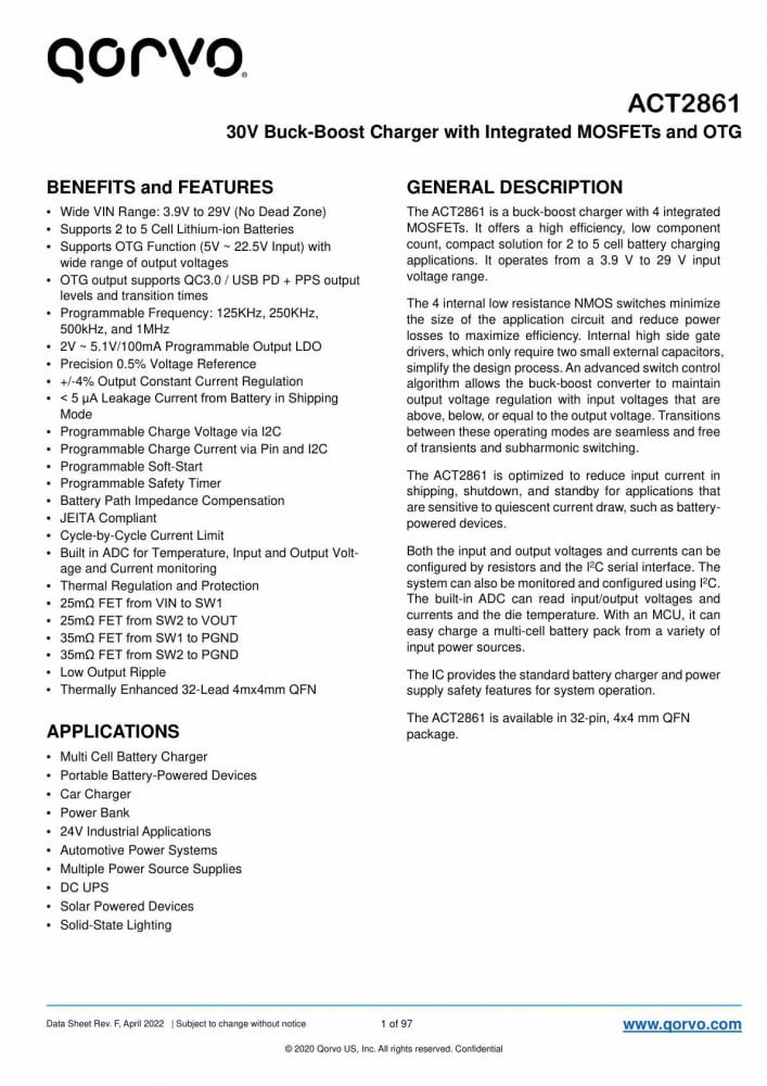 ACT2861QI401-T technical document page 1