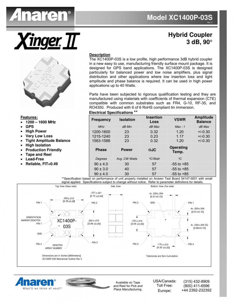 XC1400P-03S datasheet page 1