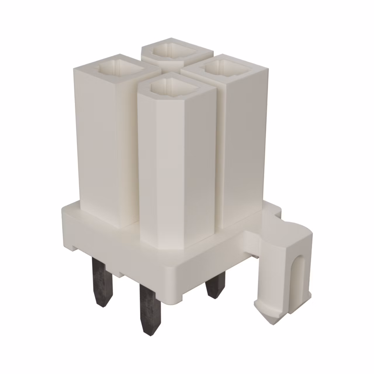 Mini-Fit HCS Receptacle Header, 4.20mm Pitch, Dual Row, Vertical, Blind Mating, with Snap-in Plastic Pegs, 4 Circuits for sale
