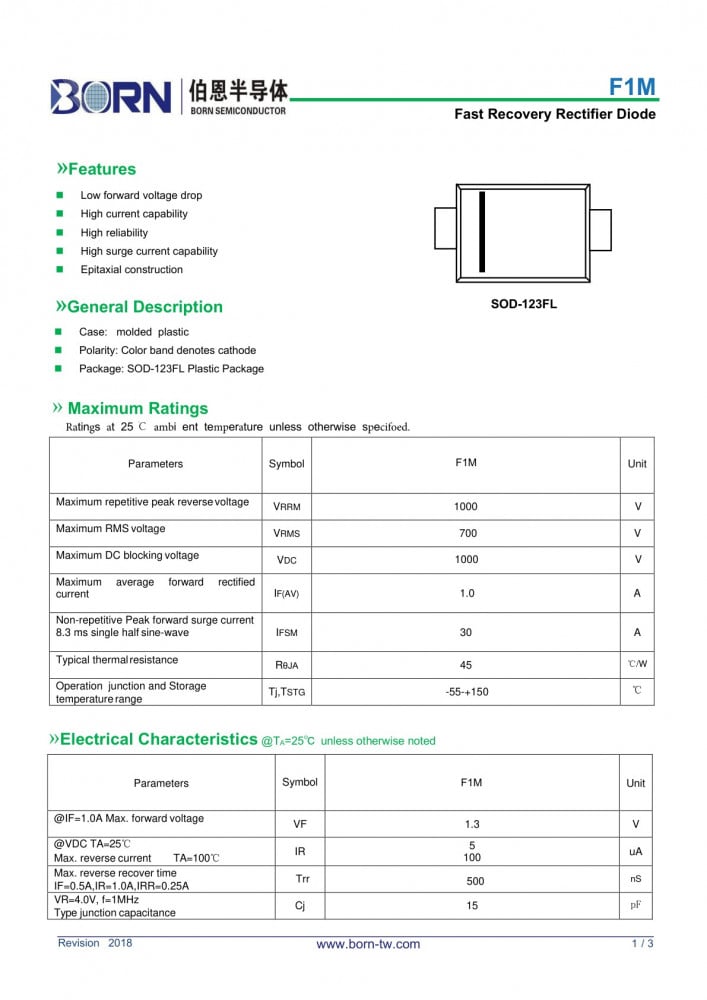 BORN F1M datasheet page 1