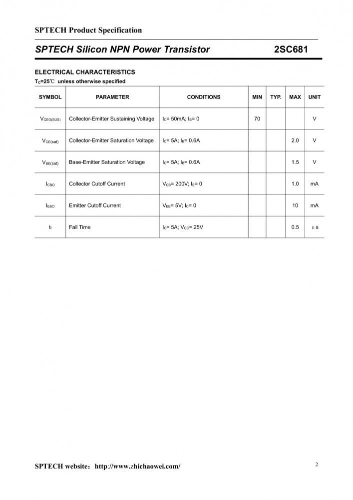 2SC681 SPTECH datasheet page 2