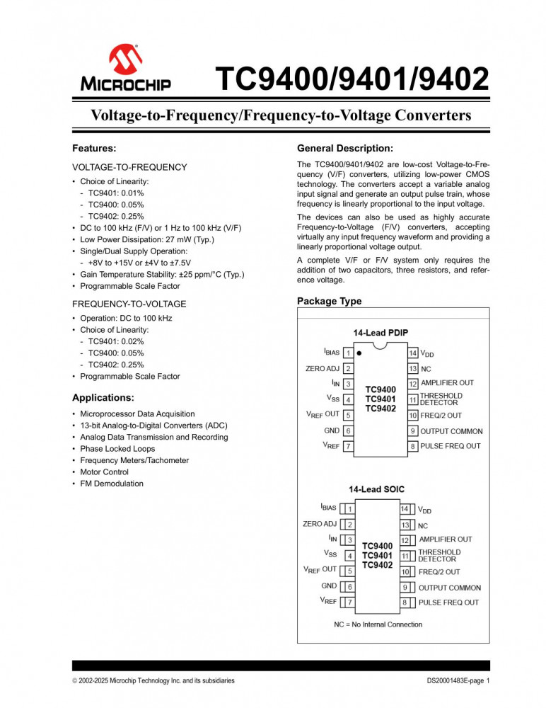 TC9402 datasheet page 1