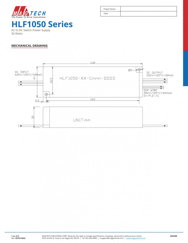 HLF1050 Series product documentation, page 2