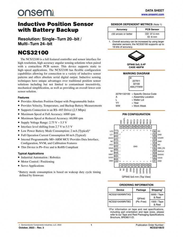NCS32100 datasheet page 1