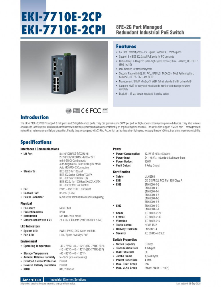 EKI-7710E-2CP technical document preview, page 1