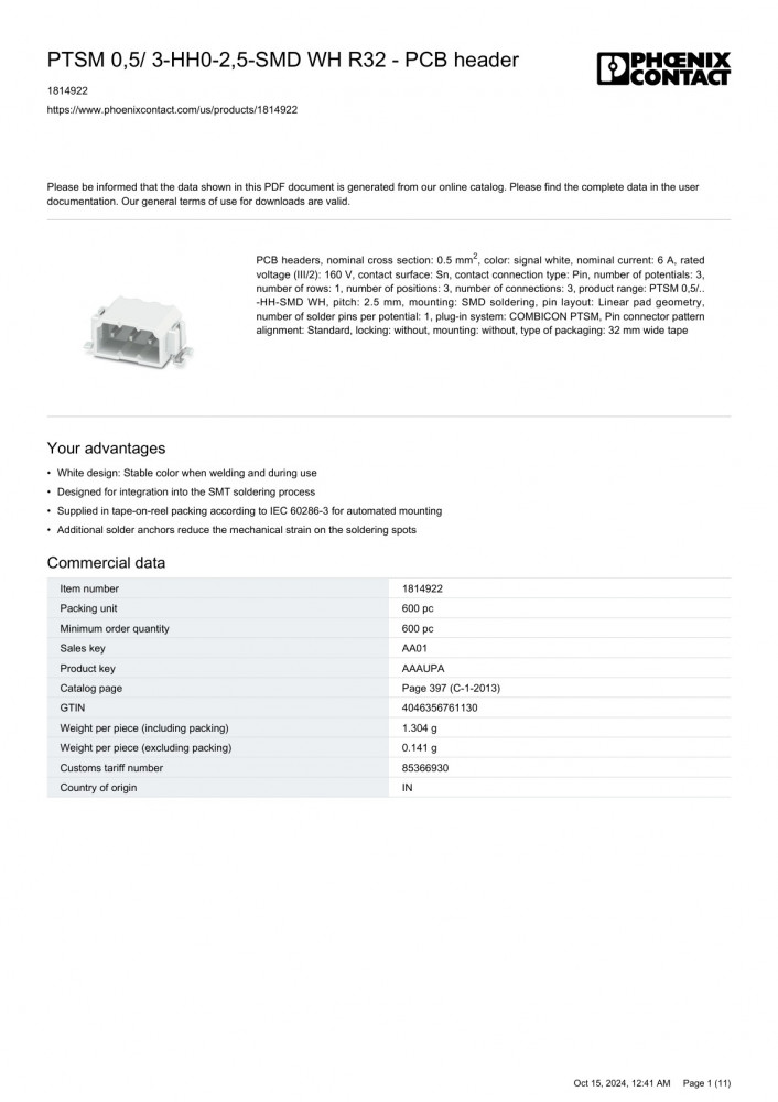 Phoenix Contact 1814922 technical document page 1