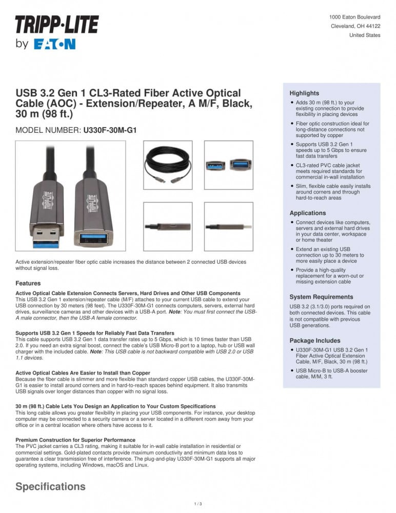 U330F-30M-G1 technical document page 1