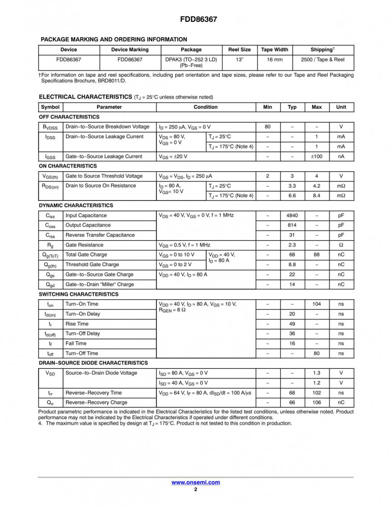 FDD86367 datasheet page 2