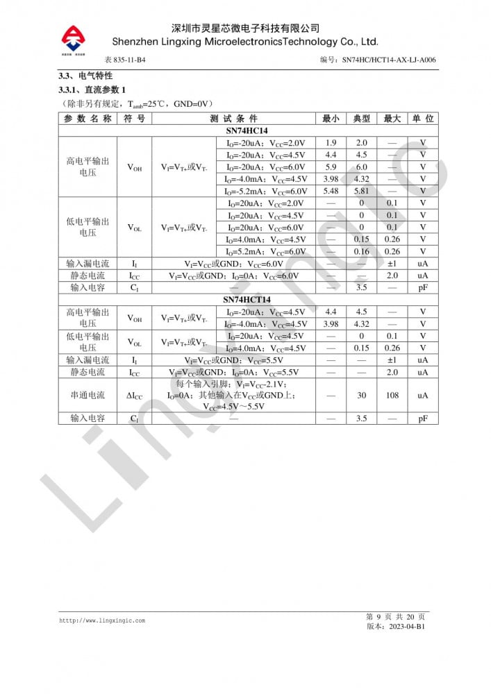 SN74HCT14N(LX) datasheet page 9