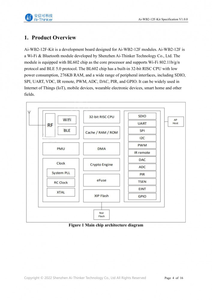 Ai-WB2-12F-KIT specification document, page 4
